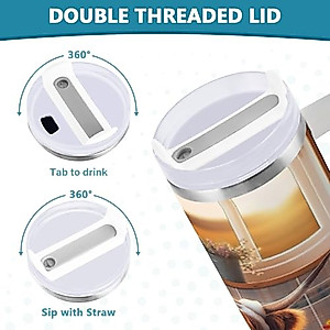 RPLIFE Highland Cow in Bathtub 40oz Tumbler with Handle, Stainless Steel Water Bottle with Straw, Travel Coffee Tumbler