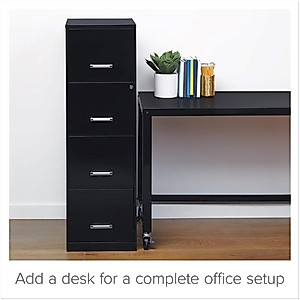 Scranton & Co 18" 4 Drawer Metal Letter File Cabinet in Black