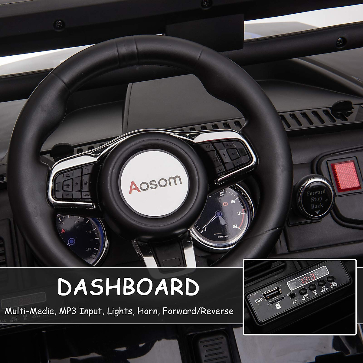 Aosom 53" L 2-Seater 12V Police Car Ride on Truck with Remote Control, Battery Operated Electric Car for Kids with Suspension, MP3 Player, Lights, Music, Horn, Pink