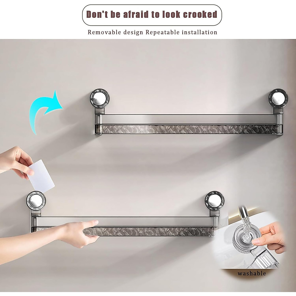 Suction Cup Retractable Slipper Rack - 2 in 1 Wall Mounted Slippers Towel Pole, Wall Mounted Adjustable Towel Rack, No Drilling Hang Walls, for Bathroom, Pantry, Kitchen, Utility Room (Mix)