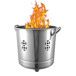 Hemoton 2Pcs Stainless Steel Burn Barrel Incinerator Cages Fire Pits with Double Handle Metal Garden Fire Cage Debris Burn Bin Pot for Wood Paper Leaf Trash Backyard Bonfire 30cm Silver