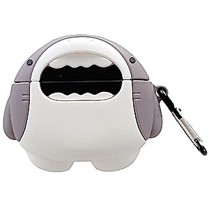 HENJI PVC Case for Beats Studio Buds, 3D Cute Cartoons Anime Full Body Protective Cover with Keychain, Earphone Protective Case for Beats Studio Buds Charging Box Covers (Shark)