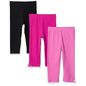 Hudson Baby Unisex Baby Cotton Pants and Leggings Pink Black, 3 Toddler