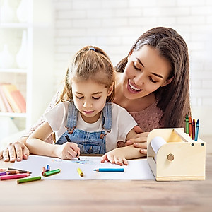 Beright Wooden Tabletop Paper Roll Dispenser, not with Paper, Suitable Size for 11.8" Width Paper Rolls, Desktop Solidwood Easel for Kids Drawing and Writing