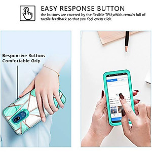 Hekodonk for LG K40/ LG K12 Plus/LG X4 (2019)/LMX4 Case Built in Screen Protector Heavy Duty High Impact PC TPU Full Body Protective Shockproof Anti-Scratch Cover for LG K40 -Marble Mint