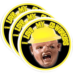 3pcs Cool Stickers Funny Love My Co-Workers Hard Hat Sticker, 2.5 inch - Hardhat Laborer Construction Foreman Loading Wait Welder Decal Oilfield Trash Hard Hat Sticker