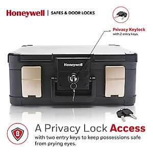 Honeywell Safes & Door Locks LHLP1103 30 Minute Fire Safe Waterproof Safe Box Chest with Carry Handle, Medium, 1103, Black, 7.3 litre