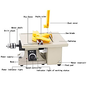 DZQ Mini Table Saw Jewelry Making Polisher w/Flex Shaft Multifunctional Bench Grinder Sander Buffing Machine Metal Dental Polishing Woodworking Tool 69Pcs Accs 10,000Rpm 750W