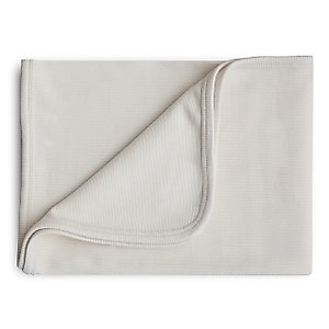 mushie Extra Soft Baby Blanket | Organic Cotton Ribbed Receiving Blanket, Swaddle, Stroller | 35x35 Inch (Ivory)