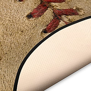 Pardick Baseball Rug 36.2 inch Circle Retro Rug Round Area Throw Rugs for Boys Men Bedroom Living Room Home Nursery Playroom Washable Sports Baseball Ball Room Decor 3ft Rugs Kids Gifts