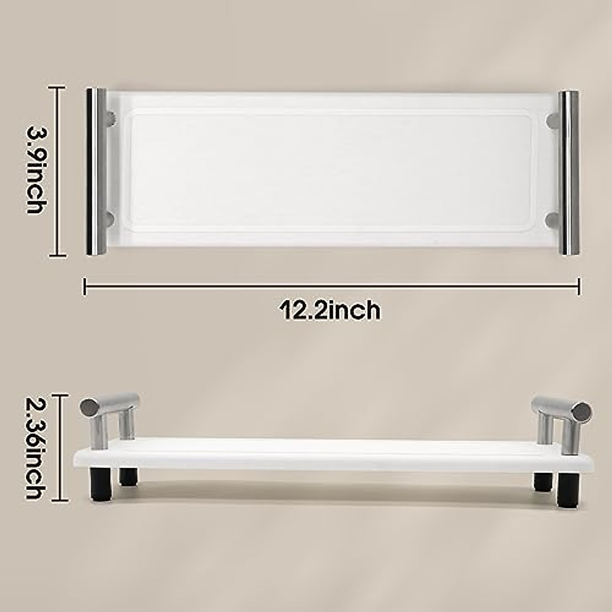 Water Absorbing Stone Tray for Sink, Diatomaceous Earth Fast Drying Stone Sink Caddy Tray for Bathroom Kitchen -White