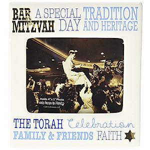 Enesco 4054484 Bar Mitzvah Photo Frame, 6.625", Multicolor