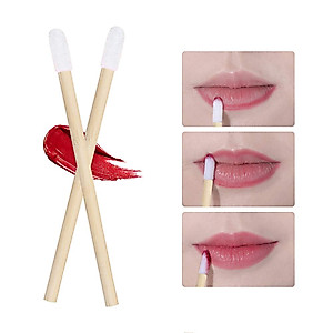 100pcs Bamboo Mascara Wand and Lip Brush,Eyelash Brush Eyebrow Extension Lipstick Tattoo Applicator Makeup Brush Tool（50pcs Mascara Wand 50pcs Lip Brush）