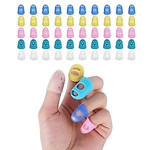 50 Pieces Guitar Finger Protectors, 5 Sizes Silicone Fingertips Guards, 5 Colors Anti Slip Fingertip Protectors for Guitar Playing Men Women Counting Sewing Paperwork Instrument Home Office Supplies