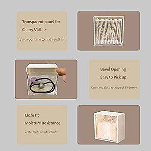 4 Pack Qtip Holder Canisters For Cotton Ball Cotton Swab, Floss Clear Wall Mounted Dispenser Bathroom Storage Organizer Vanity Bathroom Countertop Storage Container