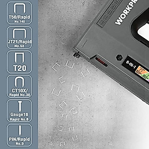 WORKPRO 6 in 1 Cordless Staple Gun, 3.6V Rechargeable Electric Stapler, Charger Included, Staples Excluded