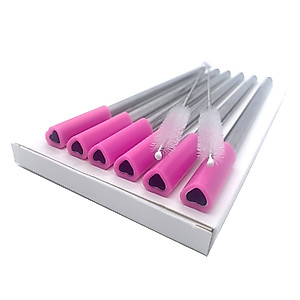 Amsthow Cute Metal Straws 6Pcs Heart Shaped Straws Reusable Stainless Steel Straw with Silicone Tip and Cleaning Brushes for Shakes, Drinking (Silver)