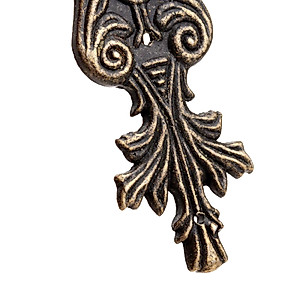 dophee 4 Pack Retro Decorative Corners Bracket, Antique Bronze Applique Furniture Chest Case Wooden Box Feet Leg Corner Protector Guard Furniture Fittings with Mounting Nails, 100x23mm/3.94"x0.91"