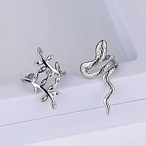 FIBO STEEL 20Pcs Ear Cuffs Earrings Set for Women Non-Piercing Dainty Cartilage Ear Clip On Wrap Earring Set Adjustable Silver Plated