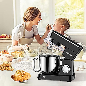 Upgraded Household Stand Mixer for Peicual 800W 10+P Speed High-Performance Tilt-Head Electric Kitchen Mixer 5.5Qt Stainless Steel Bowl with Dough Hook Flat Beater Wire Whisk & Splash Guard - Black