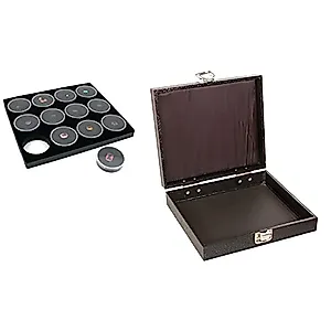 Black Square Jewelry Case (Single Metal Latch) w/ 1 Tray Insert (Black Foam 12 Gem Jar Insert)