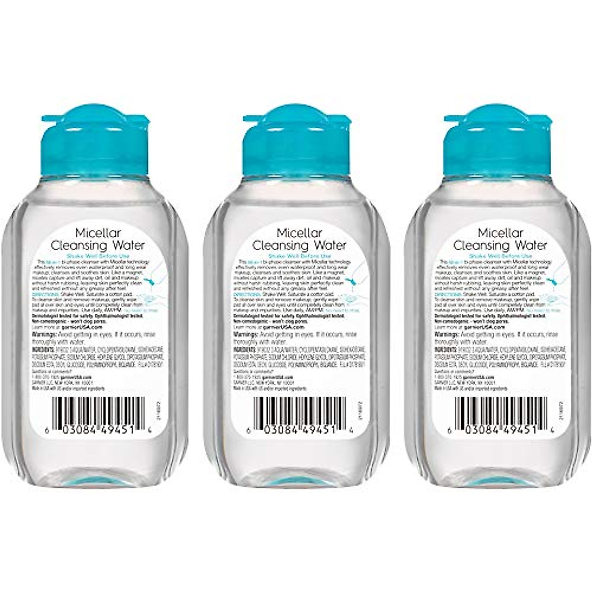 Garnier SkinActive Micellar Cleansing Water, All-in-1 Waterproof Makeup Remover and Facial Cleanser, 3.4 fl oz, 3 Pack