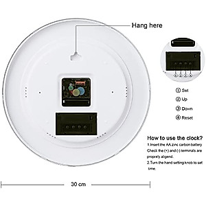 Lafocuse Silver Wall Clock with Date,Month,Day of Week and Temperature, Silent Non-Ticking Battery Operated Clock for Living Room Bedroom Office Decor