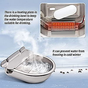 KHEARPSL Automatic Heated Water Bowl Heated Pet Dog Bowl Thermal-Bowl Livestock Water Trough Heated Waterer for Dog Cattle Horse Chicken Pig Goat (Flat Bottom)