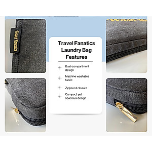 Travel Fanatics Canvas Two Sided Travel Laundry Bag - Washable Laundry Bag with Clean and Dirty Sides - Wash Me & Wear Me - Black