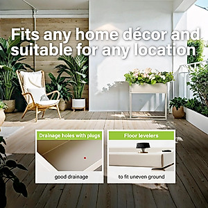 Cocoyard Elevated Planter Box - 28 Inch Durable Raised Garden Bed for Herbs and Flowers - Stylish Tall Rectangular Planter for Outdoor Plants for Patio Decor & Backyard Gardening - Indoor Planter