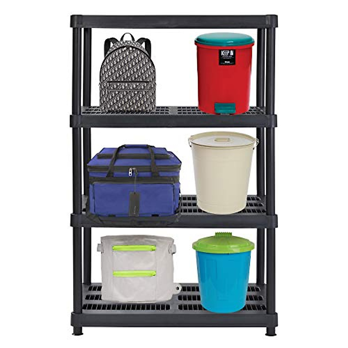 Juggernaut Storage Plastic Shelving, 36" Width x 56" Height x 18" Depth, Black (RS3618-4AMZ)