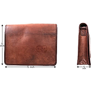 JMD Arts Leather Messenger Bag - Leather Laptop Bag for Men and Women Full Grain Leather Messenger Satchel Office Crossbody Shoulder Bag 15 Inch, Brown