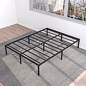 Maenizi 14 Inch Metal Bed Frame Queen Size No Box Spring Needed, Heavy Duty Platform Support Up to 3000 lbs, Easy Assembly, Noise Free, Black