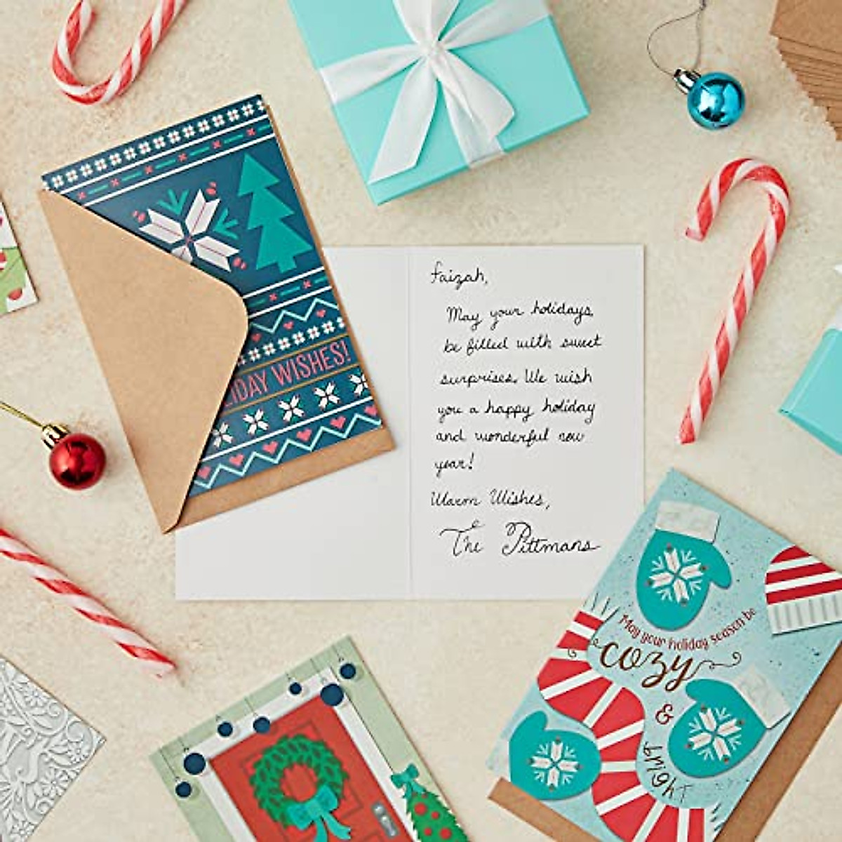 48 Pack Christmas Cards in Bulk with Kraft Envelopes, 6 Cozy Christmas Designs for Holiday Thank You Cards 4x6"