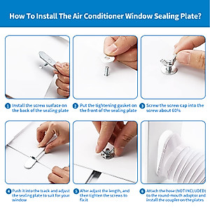 Portable Air Conditioner Window Kit for 15cm/5.9Inch or 13cm/5.1Inch Exhaust Hose with Apartments Coupler Adjustable Window Seal Not Include Exhaust Hose for AC Unit, AC Window Vent Kit