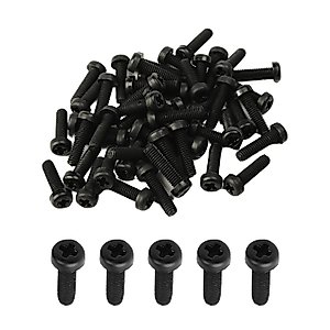 MroMax 50Pcs Plastic Phillips Cross Pan Head Machine Screws, M4 x 15mm Black Nylon Phillips Cross Pan Head Machine Screws Bolts for Electronic Equipment