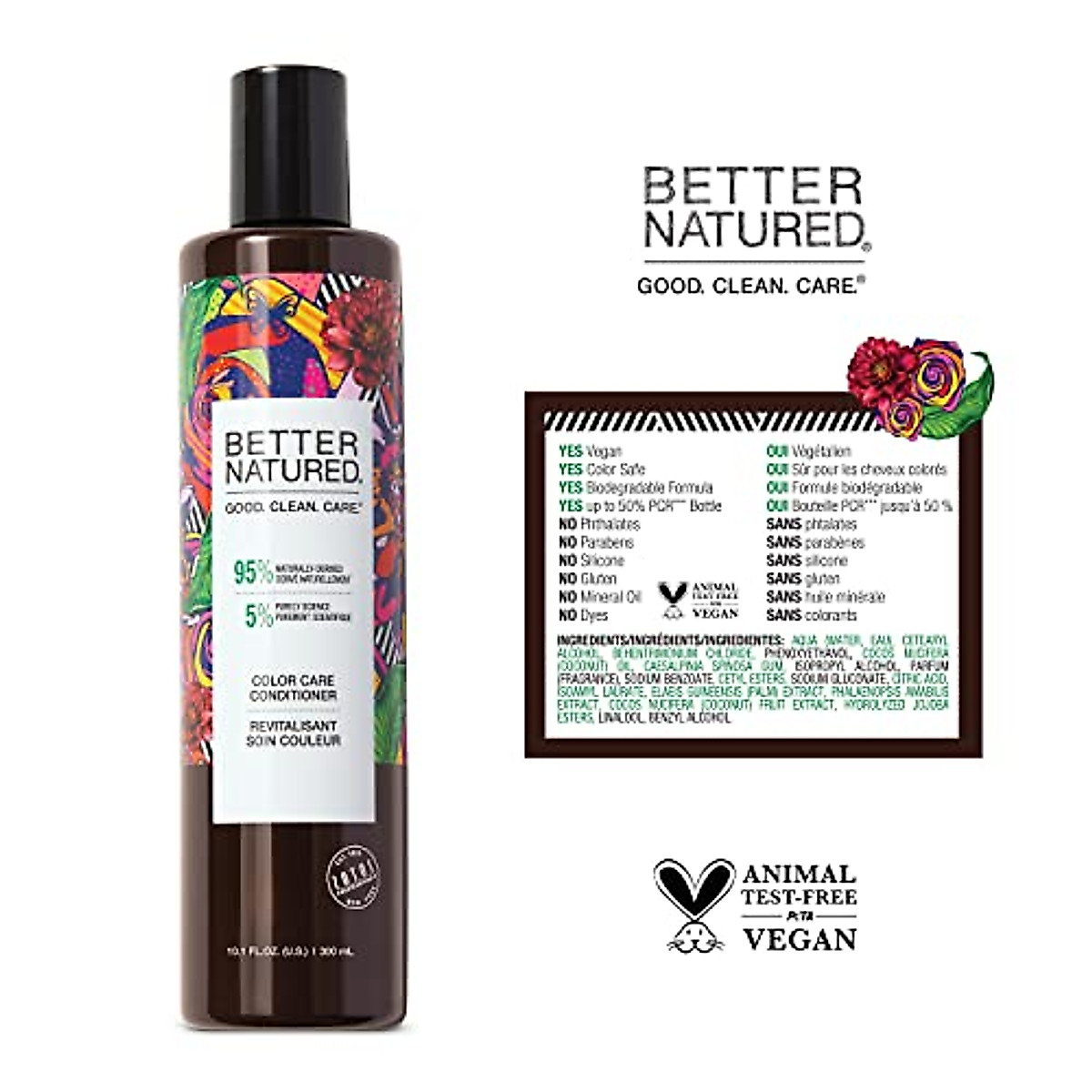 Better Natured Color Care Shampoo and Conditioner Set | Boost Radiance, Shine & Color Vibrancy | Color-Treated Hair | Vegan | Paraben Free | 10.1 Fl Oz