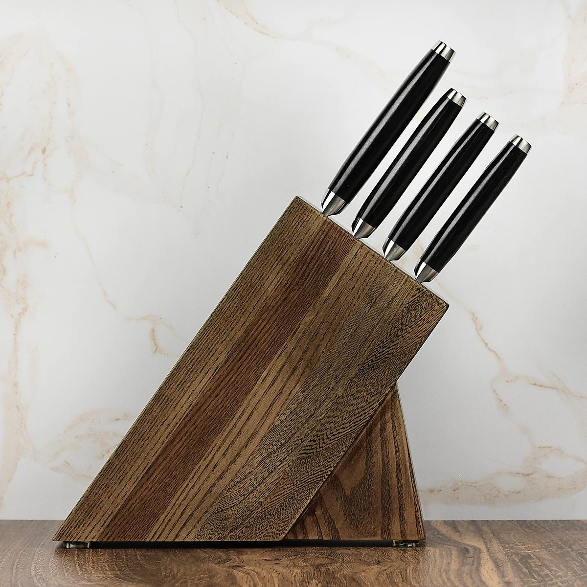 Enso Knife Set - Made in Japan - HD Series - VG10 Hammered Damascus Japanese Stainless Steel with Slim Knife Block - 5 Piece