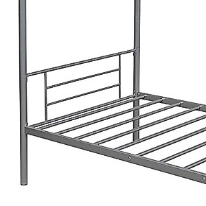 Metal Bunk Bed,Twin Over Twin Heavy Duty Bed Frame with Guardrails and Ladder for Boys, Girls,Teens and Adults,Convertible to 2 Separated beds(Silver)