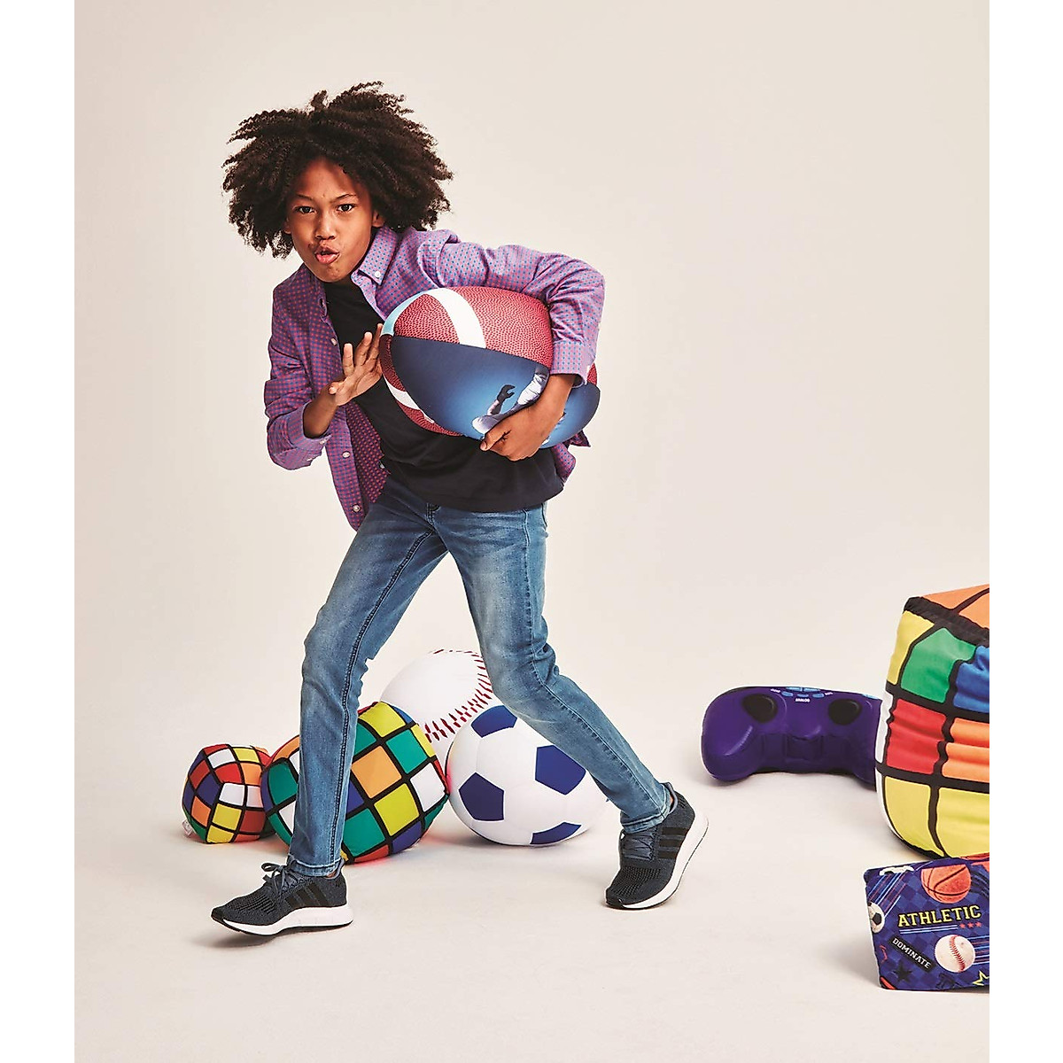 iscream Game On! Photoreal Football Shaped 16" x 12" x 12" Microbead Accent Pillow