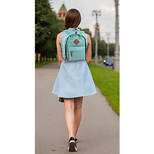 Madison & Dakota Canvas Mini Backpack for Everyday & Day Pack Rucksack in Solid Color Blocks, Green, Unisex