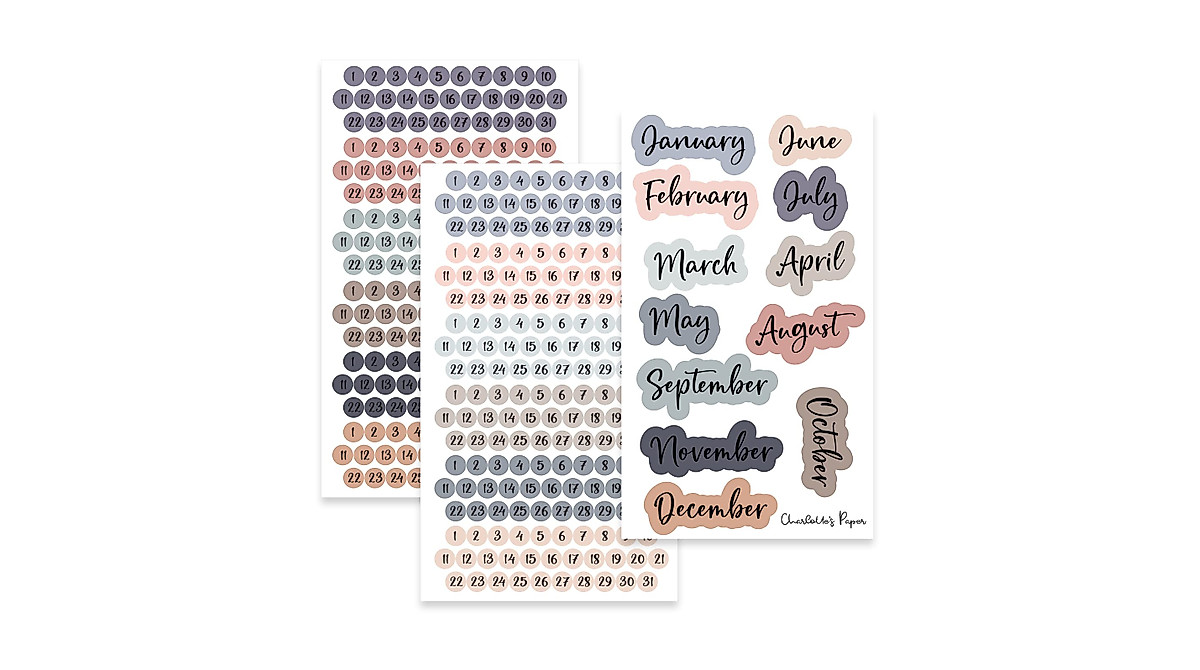 Date Dots 12 Months Stickers for Planners | Dreamy Boho Style
