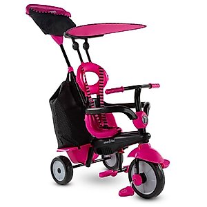 smarTrike Vanilla Plus 4 in 1 Adjustable Kids Baby and Toddler Tricycle Push Bike Ride On Toy for ages 15 Months to 3 Years, Pink