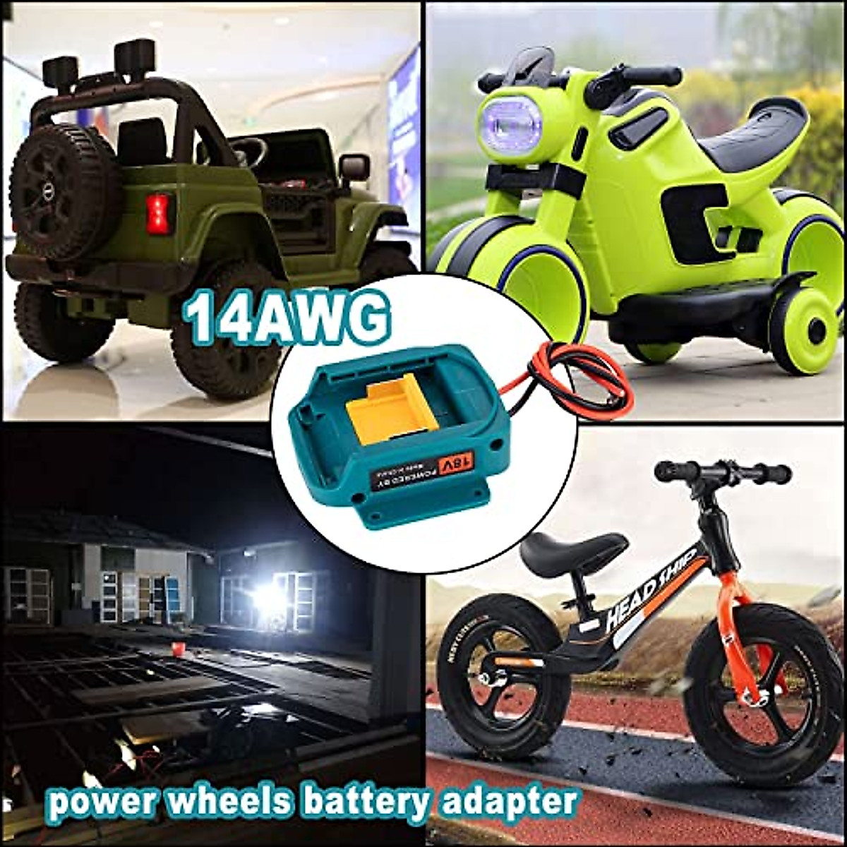 Q/A Battery Power Mount Connector Adapter for makita 18V Dock Holder with 14 awg Wires