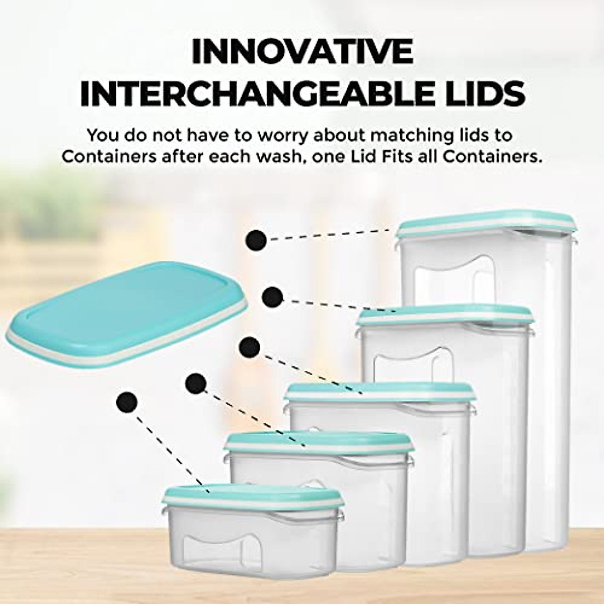 Shazo LARGEST Set of 40 Pc Food Storage Containers (20 Container Set) Airtight Dry Food Space Saver w Interchangeable Lid, Labels + Marker - One Lid Fits All - Reusable