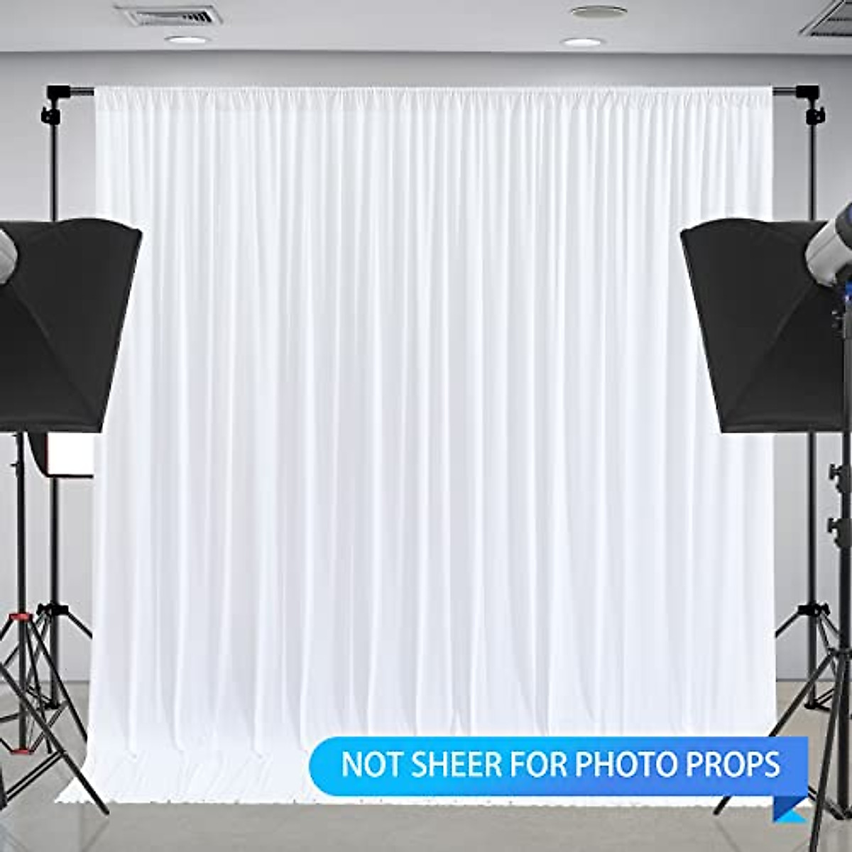 WISH CARE White Backdrop Curtains 2 Panels, 10 Feet Wrinkle-Free Polyester Photography Backdrop Drapes for Wedding Party Background Decorations- 8FTX10FT (White)