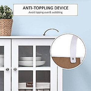 HOMCOM Coffee Bar Cabinet, Modern Sideboard Buffet Cabinet, Kitchen Cabinet with 2 Glass Doors, Adjustable Inner Shelving and Bottom Shelf, White