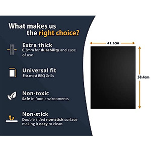 Large Non-Stick BBQ Grill Mat by Linda's Essentials (3 Pack) - Reusable Heat Resistant BBQ Mats for Grilling - Must Have BBQ Accessories Grill Mats for a Easy Clean
