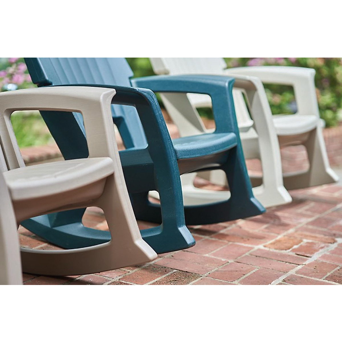 Semco Plastics Rockaway Heavy Duty Polyethylene All Weather Outdoor Rocking Chair with Backrest and Armrests for Porch, Deck and Patio, Green