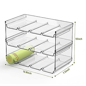 ZIJUND Water Bottle Organizer for Cabinet, 3 Pack Stackable Plastic Countertop Water Bottle Holder, Wine Racks for Kitchen Pantry Organization and Storage, Holds 12 Bottles